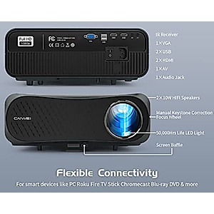 5G WiFi Projector Native 1080p Bluetooth Smart Projectors 4K Supported, 10,000 High Lumen & 300'' Display Projector Indoor Outdoor Movie Party Office, Compatible with Android/iOS/Laptop/DVD/TV Stick