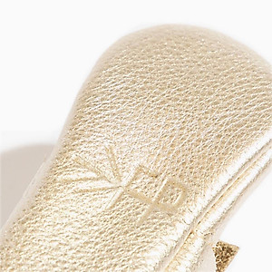 Freshly Picked Soft Sole Leather Ballet Flat Bow Moccassins - Baby Girl Shoes - Platinum - Size 4