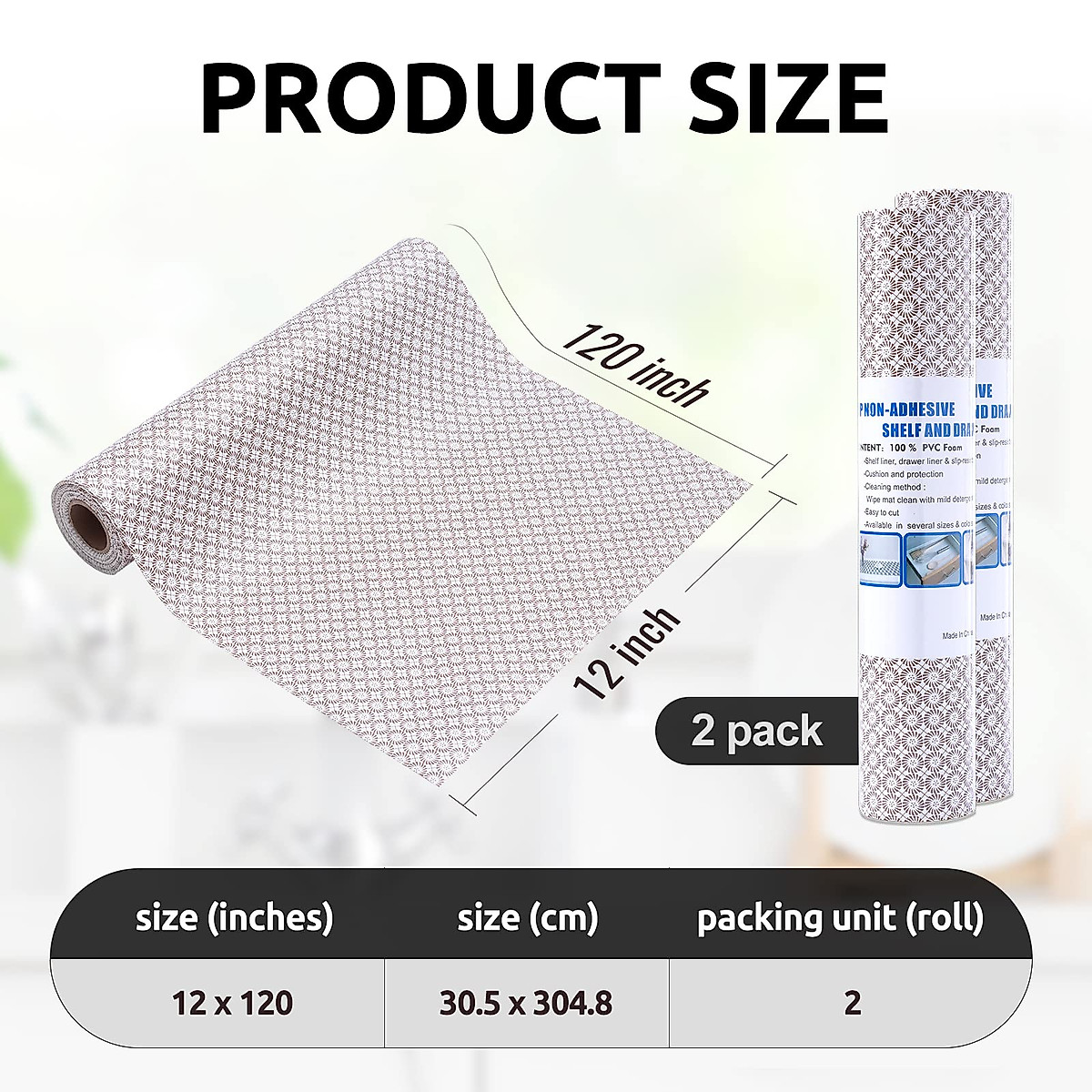 RAY STAR 12X120 Inch Shelf Liner for Kitchen Cabinets, Non-Adhesive Cabinet Liner Washable, PVC Drawer Liner for Dresser Non-Slip Bathroom (Circle)(1 Roll)