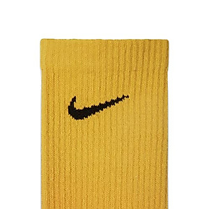 Nike 2 Pack Sports Dri-Fit Moisture Wicking Athletic Crew Socks (Medium, (Orange/Yellow) and (Maroon/Blue))