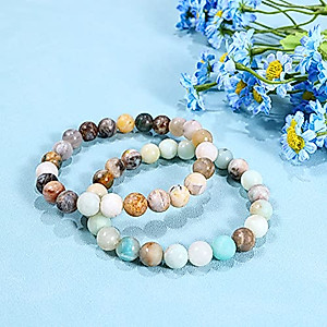 Bivei Natural Gem Semi Precious Reiki Healing Crystals Handmade 8mm Round Beads Stretch Bracelet