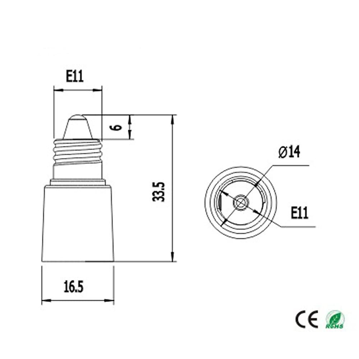10pcs E-Simpo E11 to E11 Mini Candelabra Light Socket Base e11 led lamp Holder Adapter Extender Converter Extension(10pcs E11 to E11 Extender)