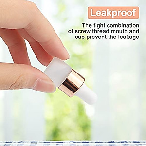 30 Pack Frosted Glass Dropper Bottle,Essential Oil Dropper Bottle Travel Glass Vials Cosmetic Sample Container For Essential Oils,Perfume With Glass Eye Dropper&Rose Gold Lids (1ml)