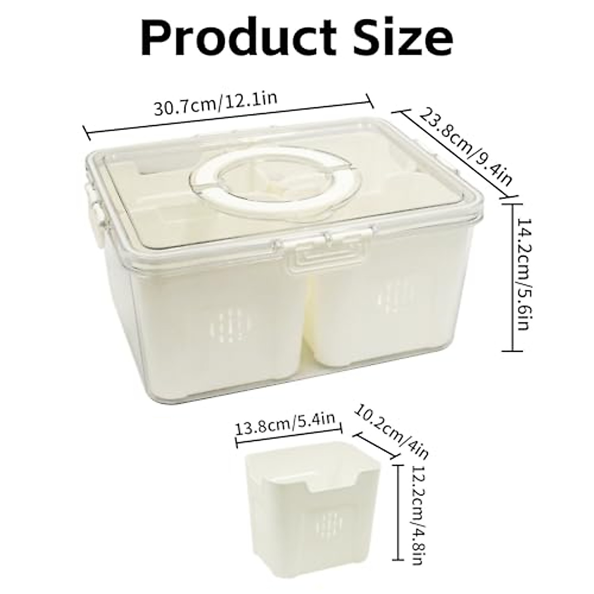 Fruit Storage Containers for Fridge with Lid: Produce Food Fresh-Keeping Colanders with Handles, Refrigerator Organizer Corn Pepper Berry Vegetable Veggies Fruits Saver with 4 Compartments Storage