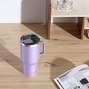AUSOR 30 oz Tumbler with Lid and Straw,Water Bottle with Handle,Insulated Stainless Steel Tumbler for Hot & Cold, Coffee Travel Mug Cups Reusable Purple