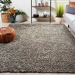 SAFAVIEH Aspen Shag Collection Area Rug - 5' x 8', White & Beige, Handmade Wool, 1-inch Thick Ideal for High Traffic Areas in Living Room, Bedroom (SG640A)