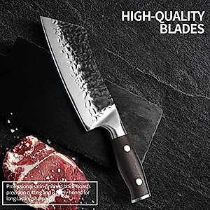 Hong wong Chef Knife,Meat and Vegetable Cleaver Knife,Hand Forged Boning Knife,Full Tang Design High Carbon Steel Kitchen Knife for Home Kitchen Restaurant
