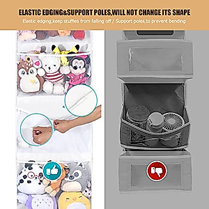 Stuffed Animal Storage Over The Door Organizer Stuffed Animal Net Or Hammock Hanging Organizer for Bedroom Bathroom Nursery Kids Room Toy Net Hammock for Stuffed Animals Holder with 4 Large Pockets