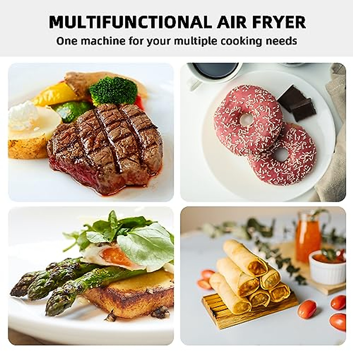 Digital Touchscreen 6 in 1 Air fryer Oven, 1600W 5.8Quart Capacity can Air Fry, Roast, Reheat with Visible Window, Nonstick Basket and Crisper Plate.Oil Less Electric Cooker, Perfect for Busy Families