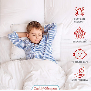 Digital Decor Toddler Pillow - 100% Cotton Outer Fabric - Made in USA Baby Pillow Perfect for Sleeping in Daycare Preschool, Portable Travel Pillow for Neck Head and Spine - 13"x18"