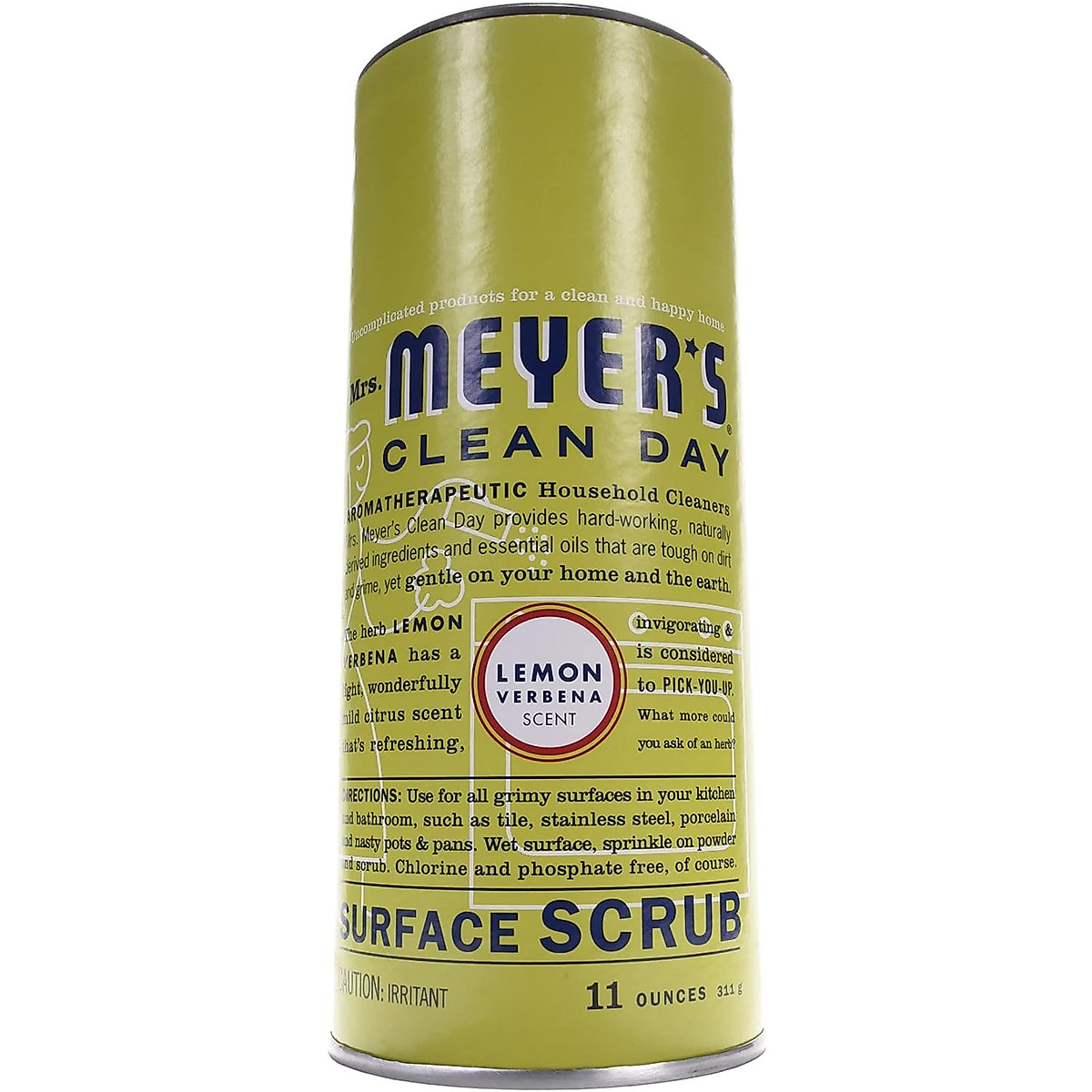 Mrs. Meyer's Multi-Surface Scrub, Non-Scratch Powder Cleaner, Removes Grime on Kitchen and Bathroom Surfaces, Lemon Verbena, 11 oz