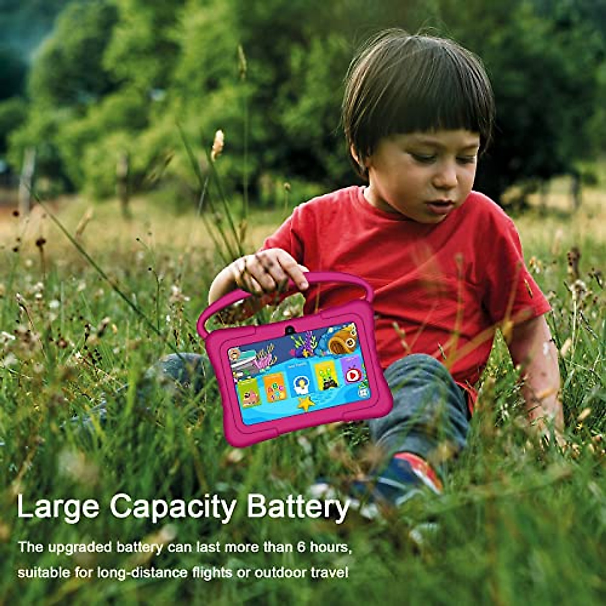 NORTH BISON Kids Tablet, 7 inch Android 11.0 Tablet for Kids, 3GB RAM 32GB ROM Toddler Tablet with Bluetooth, WiFi, GMS, Parental Control, Dual Camera, Shockproof Case, Educational, Games