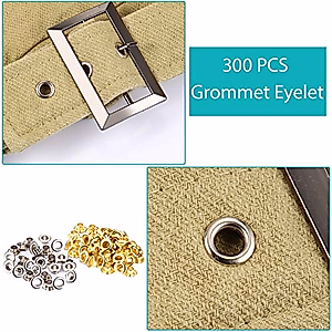 Grommet Tool Kit Grommet Eyelet Plier Set Leather Hole Punch Pliers Kit with 300 Metal Eyelets Shoes Bags Craft Supplies (Silver,1/4 Inch)