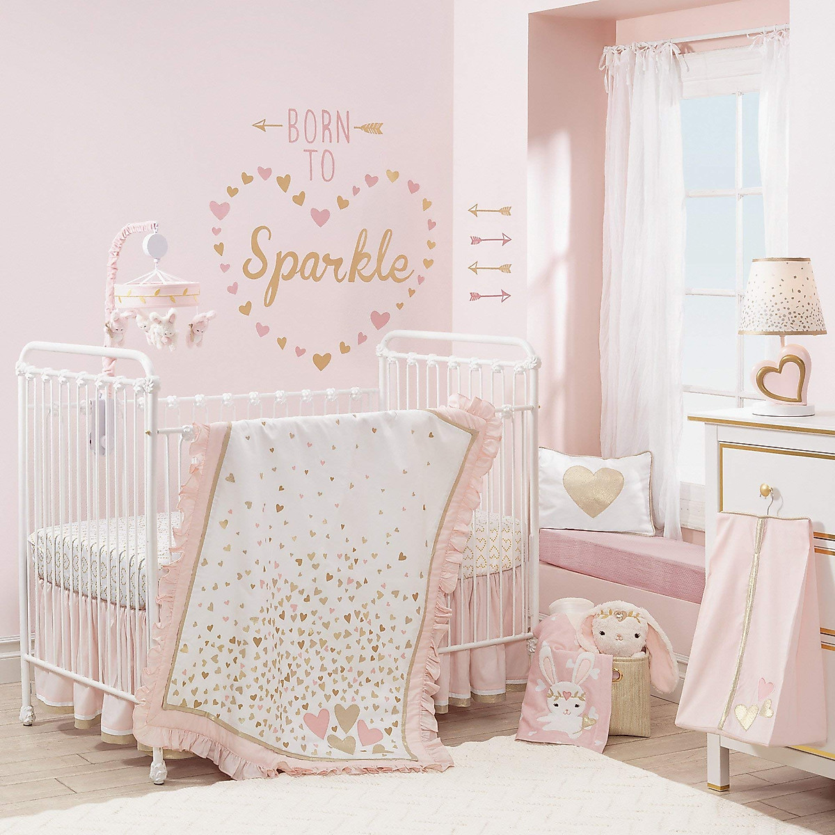 Lambs & Ivy Confetti Musical Baby Crib Mobile, Pink , 9.5x9.5x27 Inch (Pack of 1)