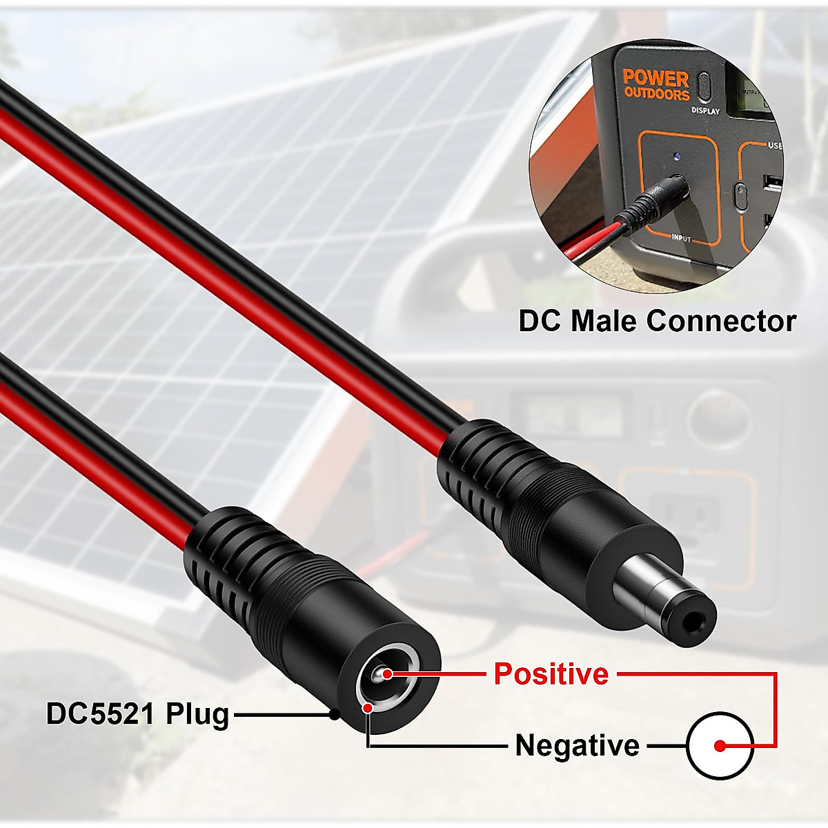 10ft 14AWG 12V DC Extension Cable DC 2.1mm x 5.5mm 5521 Power Supply Adapter Flat Extender Cord,Female to Male Wire for CCTV Security Camera,IP Network Camera,DVRs and More Devices
