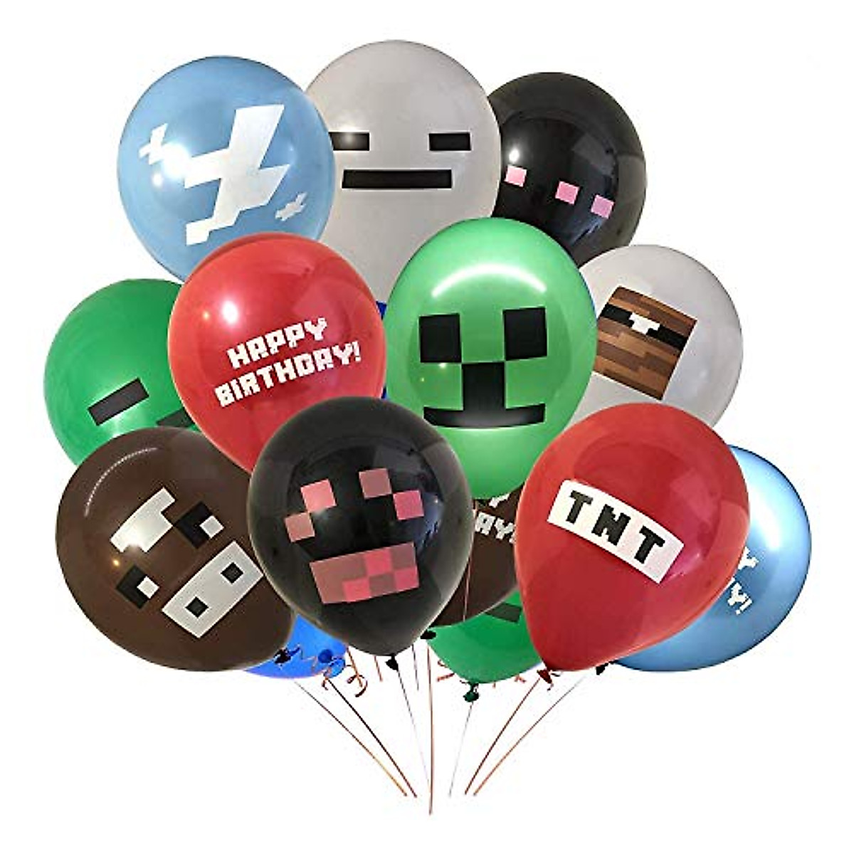 Pixel Miner Crafting Style Gamer Party Supplies 30 Pcs Pixel Miner Crafting Video Game Balloons 12" Latex Balloons for Kids Birthday Party Favor Supplies Decorations Perfect for Your Miner Party Theme Party