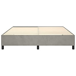 vidaXL Box Spring Bed Frame Home Indoor Bed Accessory Bedroom Upholstered Double Bed Base Furniture Light Gray 76"x79.9" King Velvet