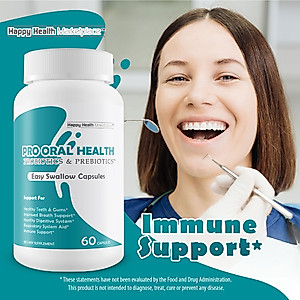 Pro Oral Health Probiotics & Prebiotics - Oral Probiotics for Mouth & Bad Breath - Easy Swallow Capsules - Our Best Oral Health Probiotics Bad Breath Blend - 40 Billion CFU