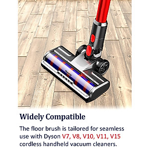 Nekuma Vacuum Attachments for Dyson V7 V8 V10 V11 V15 Handheld Cordless Cleaners, Replacement Accessories Head for Hardwood Floor, Soft Roller Brush Parts with LED Lights