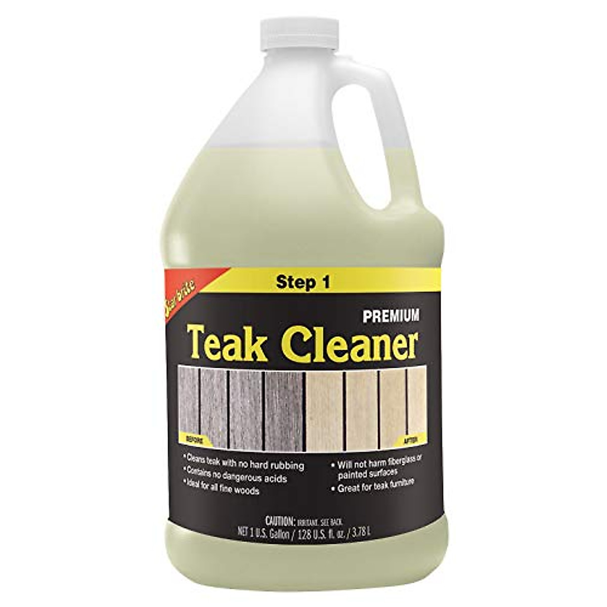 STAR BRITE Premium Teak Cleaner - Restore, Renew & Refresh Old Weathered Gray Teak Furniture & Other Fine Woods - Step 1 - 1 GAL (081400N)