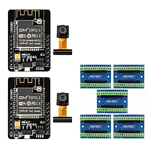 Aideepen 2PCS ESP32 DC 5V Dual-core WL with OV2640 Camera TF Card Module+5pcs Nano Screw Terminal Adapter