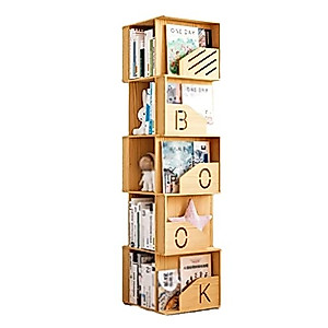 YDXNY Rotating Bookcases Pine Solid Wood 360 Degree rotatable Bookcase Book Rack Book Storage Rack Book