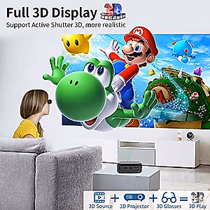 Pocket DLP Mini Projector 3D WiFi Full HD 1080P Supported Outdoor Movie Cinema Wireless Airplay Home Theater with Battery Powered for iPhone Android TV Stick DVD Player Laptop Tablet PS5 HDMI USB