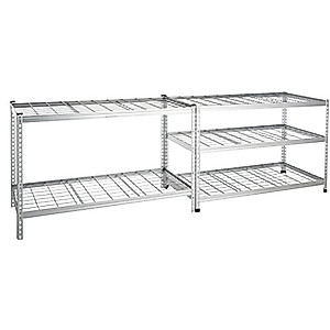 Amazon Basics Heavy Duty Storage Shelving Unit - Double Post, 60 x 24 x 78 Inch, High-Grade Aluminum & Medium Duty Storage Shelving Double Post Press Board Shelf, 48 x 18 x 72 Inch, Aluminum