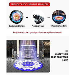 AHWZ 60W LED Logo GOBO Projector Outdoor IP65 Waterproof Including Free Custom Glass GOBO to Project Image,Silver