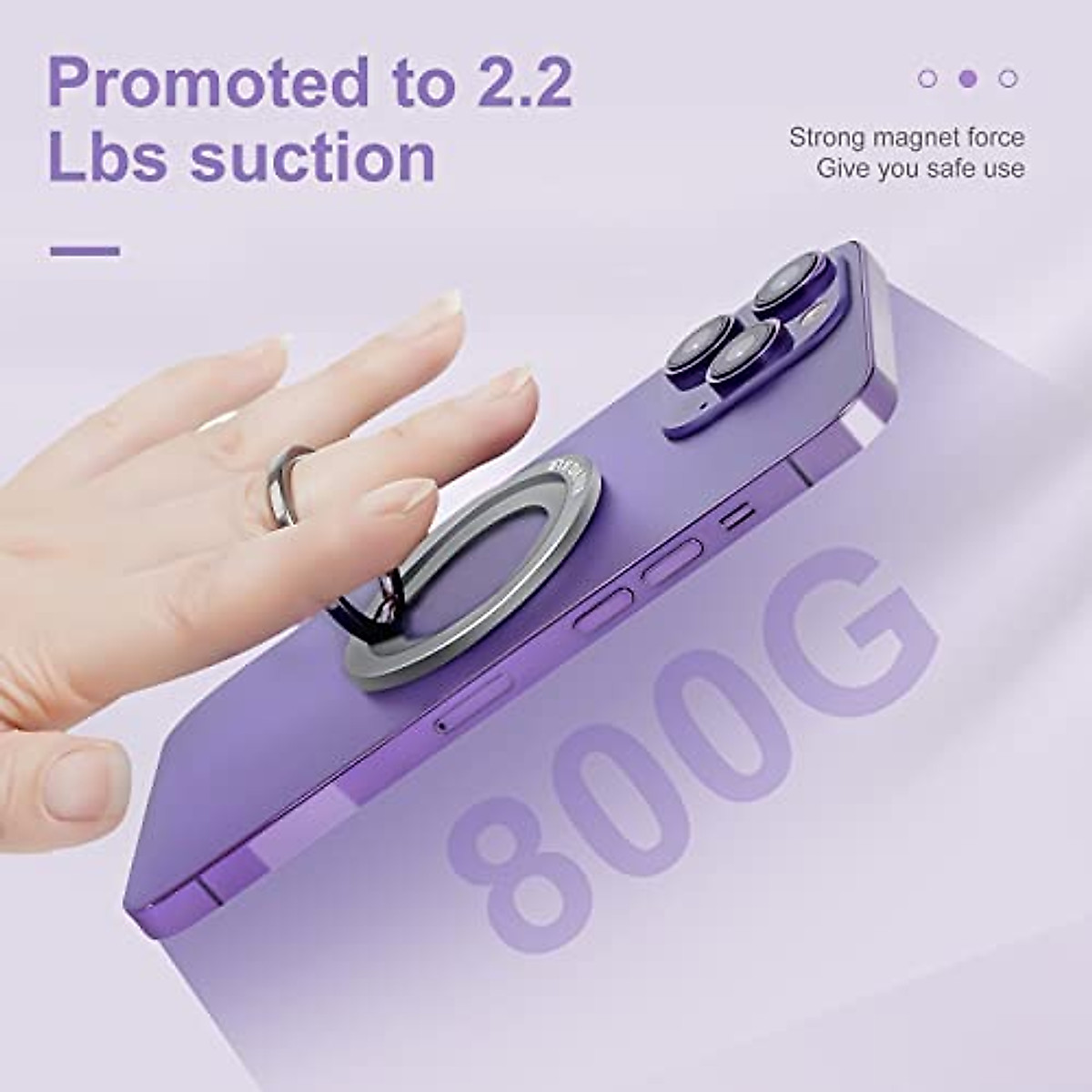 Magnetic Phone Grip, Magnetic Phone Ring Holder, Magsafe iPhone Grip, Ultra Thin(<3.4mm), Compatible with iPhone 14 Pro Max iPhone 14 Pro iPhone 14 iPhone13 Pro Max iPhone 12 Pro Max Mini (Silver)