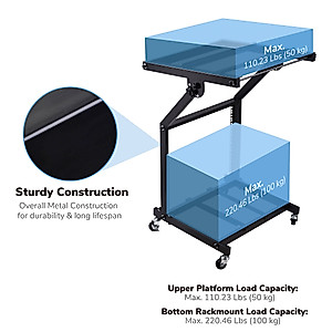 AW 9U DJ Mixer Stand Adjustable Rack Mount Rolling Stage Cart Studio Music Show