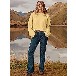 ANRABESS Women's Oversized Crewneck Long Sleeve Fuzzy Knit Casual Chunky Warm 2025 Fall Pullover Sweaters Top Trendy Outfits Yellow X-Large