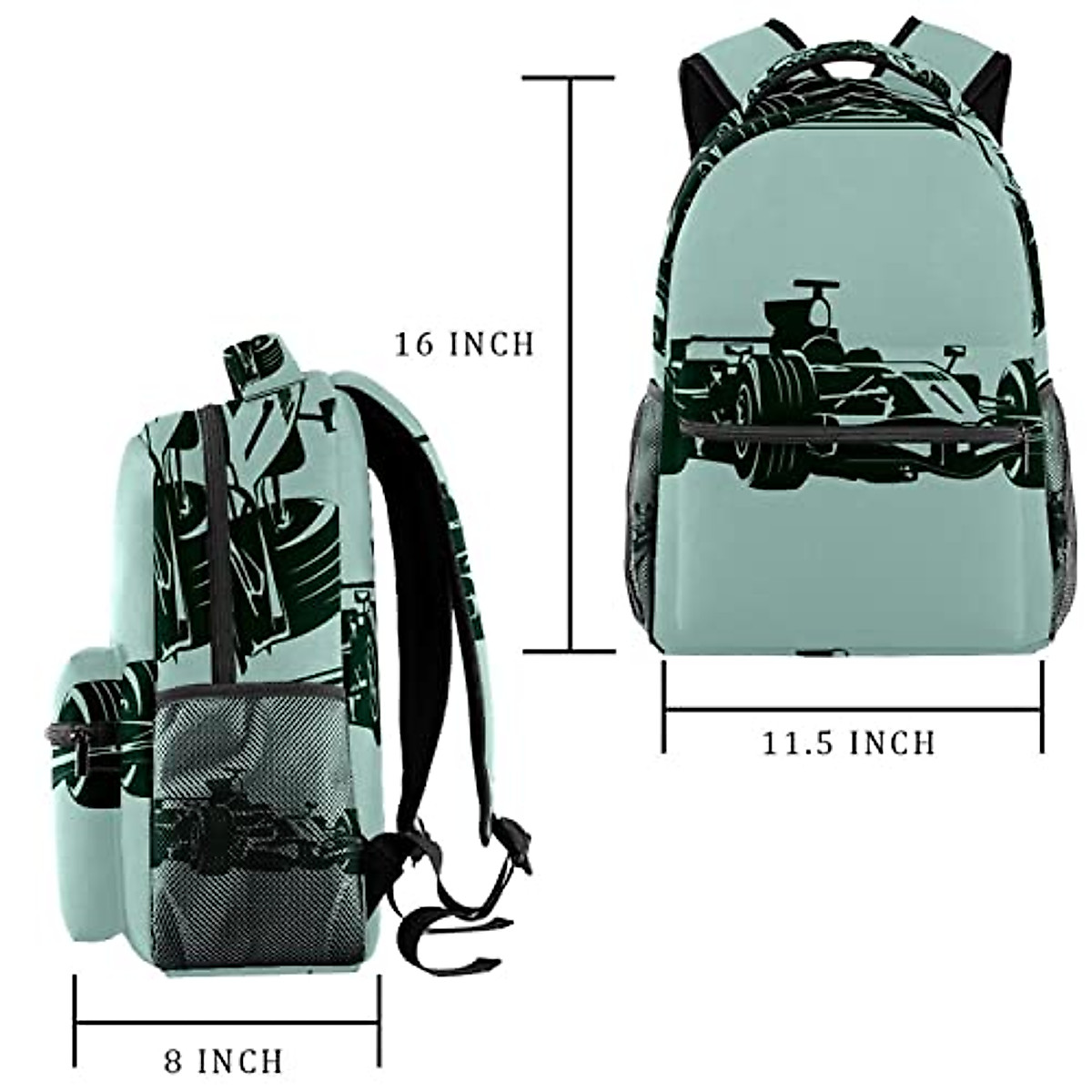 OELKDJFHD Vintage Race Car Backpacks for Girls Boys, Elementary School Book Bags Travel Work Daypack, 29.4x20x40cm/11.5x8x16 in
