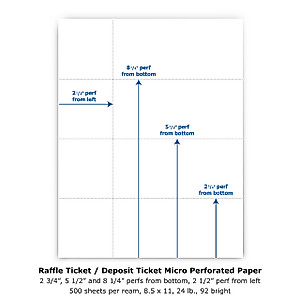 DocuGard Perforated Paper for Deposit Tickets, Raffle Tickets, and More, Tear-Away Stubs, 8.5 x 11, 24 lb, 4 Perfs, 500 Sheets, White (04289-1)
