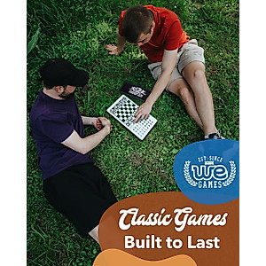 WE Games Mini Chess Set – 10 inch Foldable Pocket Chess Set, Flat Magnetic Chess Pieces, Portable and Travel Chess Set for Adults, White Logo