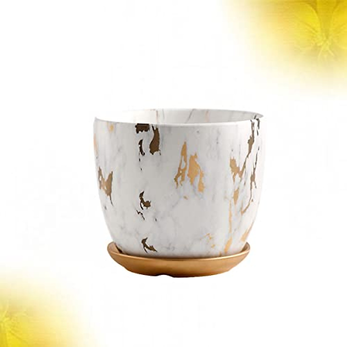 ARTIBETTER 1pc White Fairy Gardening Plant Orchid Succulent Plants Bonsai Planter Holder Cactus Modern Retro Pot: Supply Office Saucers Pots Marbling Vase Flowerpot Ceramic for Pot