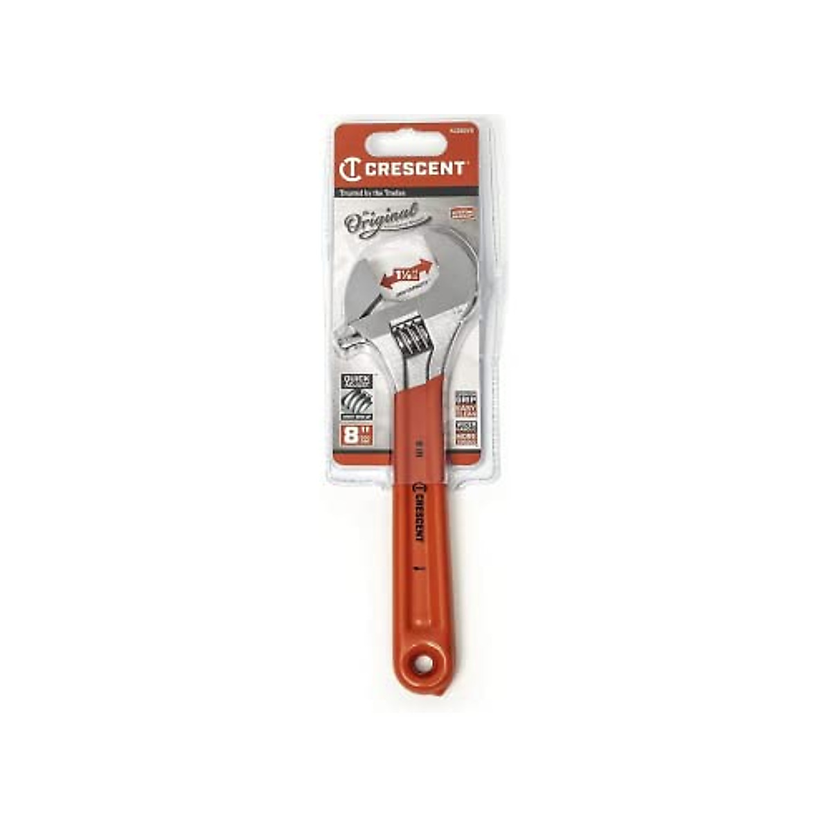 Crescent 8" Adjustable Cushion Grip Wrench - Carded, AC28CVS