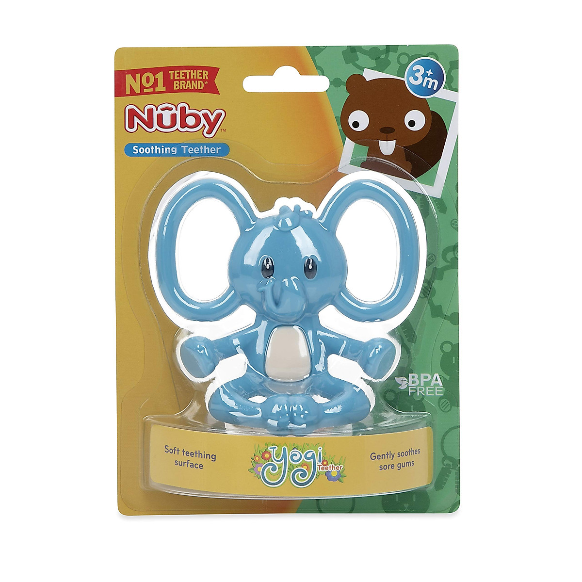 Nuby Yogis All Silicone Soothing Teether, Monkey