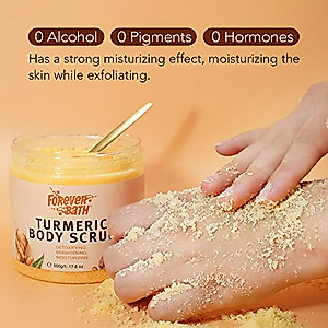 Forever Bath Turmeric Body Scrub W/Dead Sea Salt, Shea Butter, & Vitamin E, 100% Natural Moisturizing & Exfoliating Hand, Face, Foot Scrub for Men & Women - Deep Cleansing, Nourishes Skin, 17.6 Oz