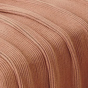 berkshire Ribbed Organic Cotton Knit Throw | All-Season Ribbed Organic Cotton Knitted Throw | Cashew | Throw (50" x 70")