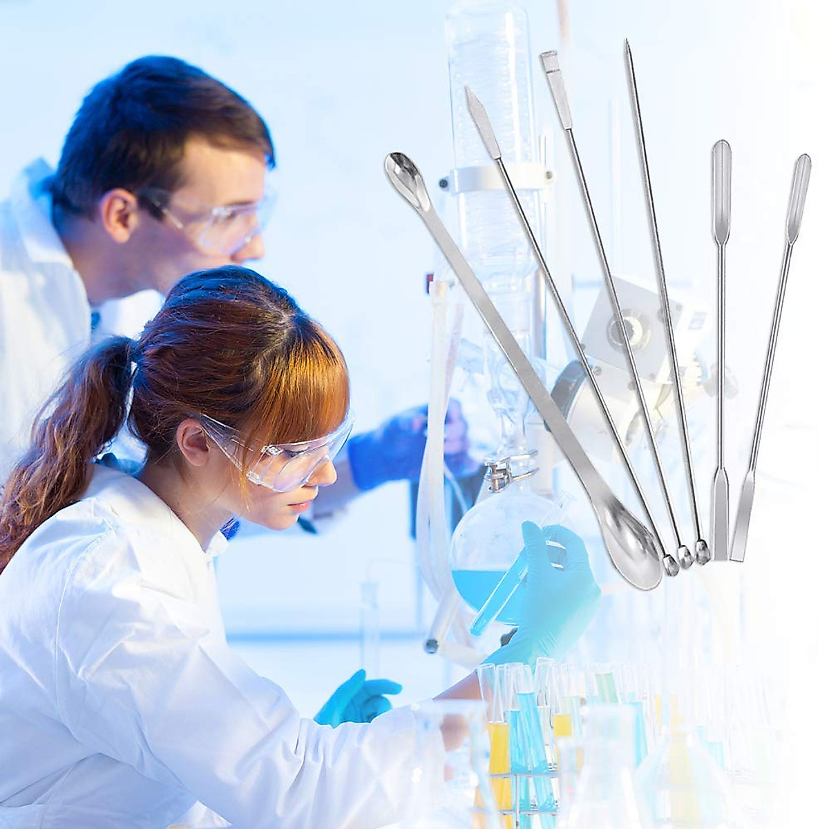 Squadare 6 Pack Micro Spatula，Lab Scoop Spoon Capsule Filler for Powders Stainless Steel Gel Cap Filler