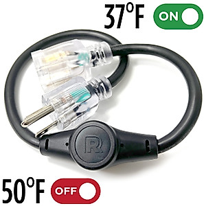 ThermaCord 120v Heat Cable Controller, Weatherproof Outdoor Thermostat, Energy-Saving, Turns Heat Cable On and Off Automatically, UL-Certified, Industrial Grade, Fits Outdoor Outlets, 16” Long