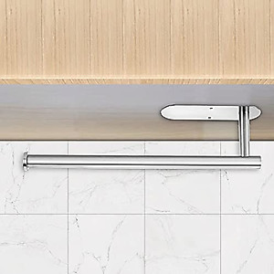 Paper Towel Holder Under Cabinet, Self Adhesive Wall Mount Paper Towel Rack, Towel Paper Bar for Kitchen, Pantry, Sink, Bathroom, SUS304 Stainless Steel 13 inch (Silver, 1)