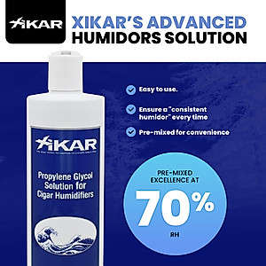 Xikar Cigar Humidor Solution - Premium Pre-Mixed Propylene Glycol for 70% Relative Humidity Maintenance, Consistent Humidity Control, Easy-to-Use Liquid for Reliable Cigar Humidification, 16 Fl Oz