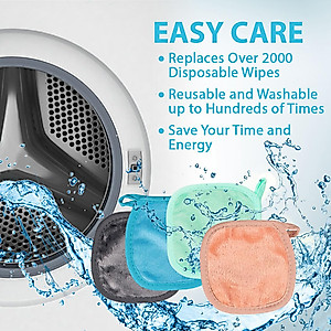 Orighty Reusable Makeup Remover Pads 24 Pack, Microfiber Makeup Remover Cloths Cotton Rounds, Eco-friendly Face Pads for All Skin Types, Makeup Wipes for Facial Cleansing, Ideal for Women 5 x 5’’