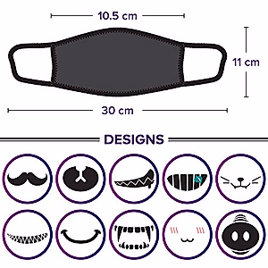 SoJourner Bags Black Face Mouth Mask - Cotton Face Covering (10 Pack) - Face Mask Resuable, Washable, Breathable, Adjustable - Adult and Child Size | Rave EDM Halloween Masks