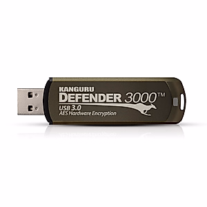 Kanguru Defender 3000 – 256 GB Hardware Encrypted Flash Drive - FIPS 140-2 Level 3 Certified - SuperSpeed USB 3.0 – Water Resistant
