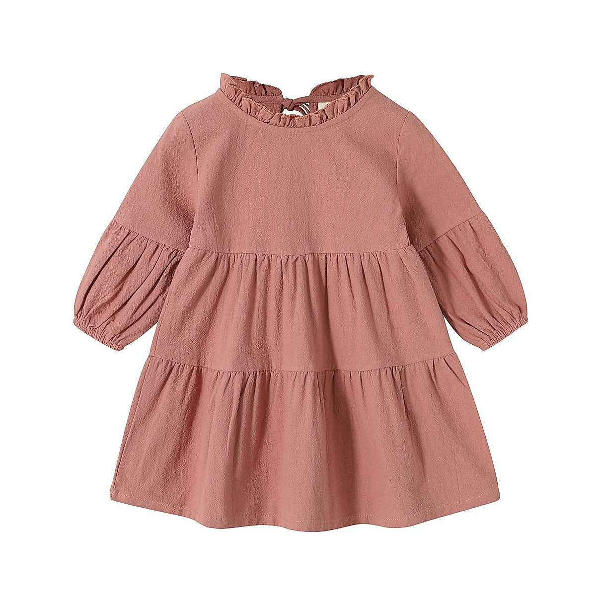 Toddler Kids Baby Girl Dress Lantern Long Sleeve Solid Color Casual Dresses Girls Fall Winter Outfit Clothes (3-4T, Deep Pink)