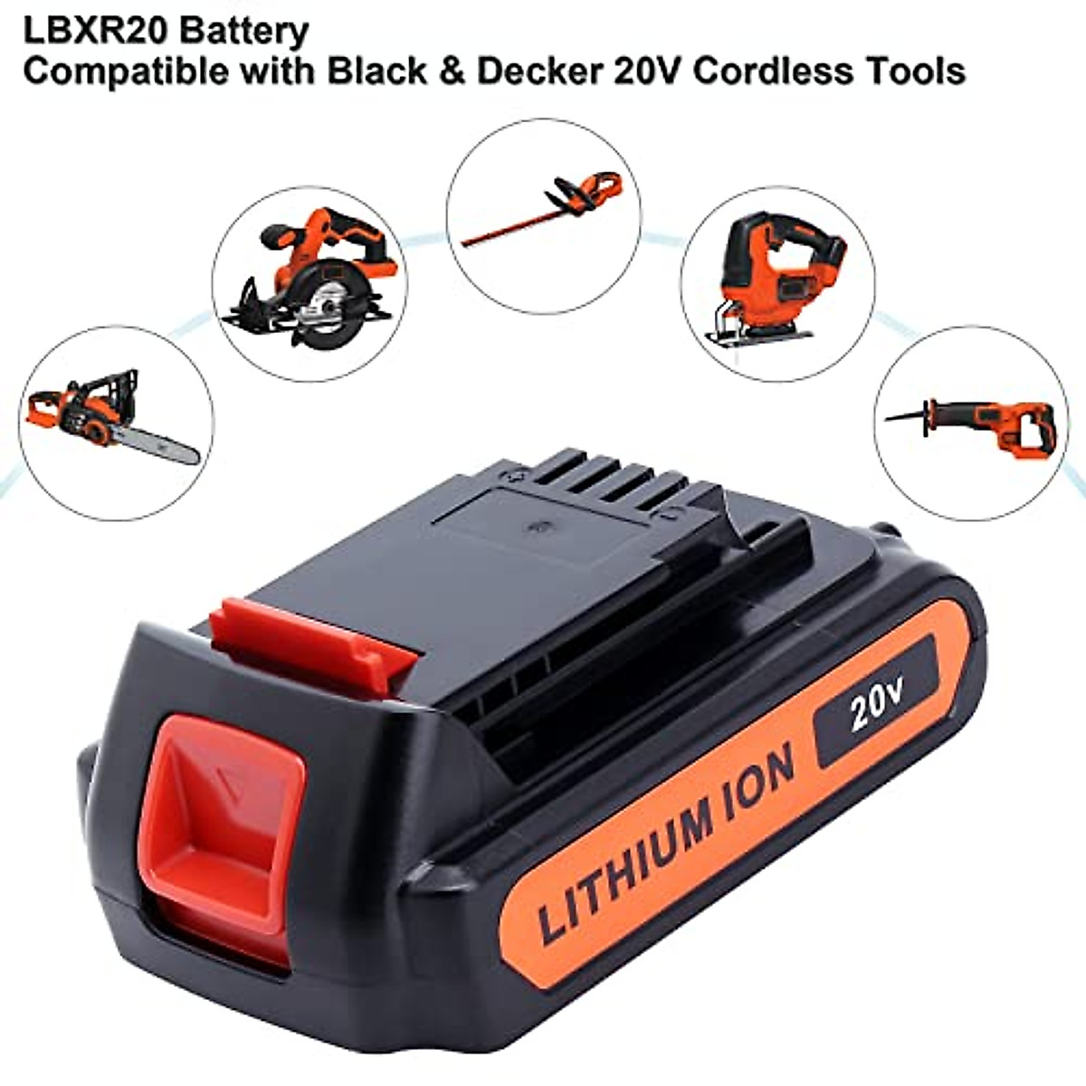 ELEFLY 2 Pack 20V Max 4.0Ah LBXR20 LB2X4020 Replacement for Black and Decker 20V Lithium Battery LBXR20-OPE LBX4020 LBXR2020-OPE, Compatible with Black Decker 20V Drill Battery LBX20 LB20 LB2X3020-OPE
