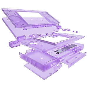 eXtremeRate Clear Atomic Purple Replacement Full Housing Shell for Nintendo DS Lite, Custom Handheld Console Case Cover with Buttons, Screen Lens for Nintendo DS Lite NDSL - Console NOT Included